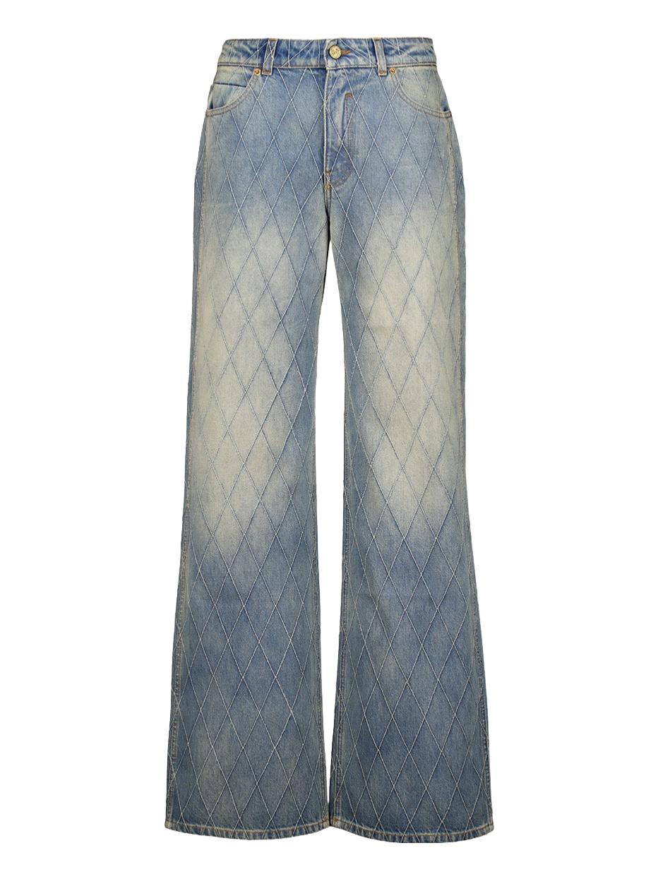 BALMAIN Balmain Diamond-Quilted Wide-Leg Jeans